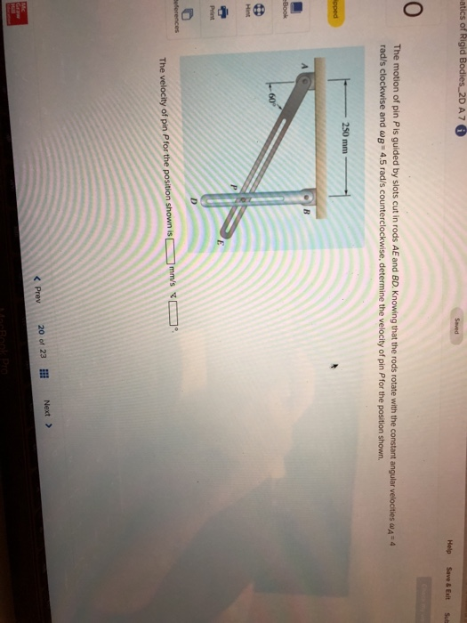 Solved 0 The motion or pin P is guided by slots cut in rods | Chegg.com