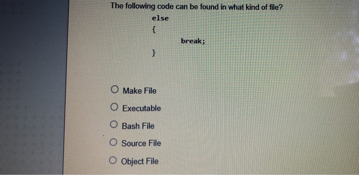 Solved The following code can be found in what kind of file? | Chegg.com