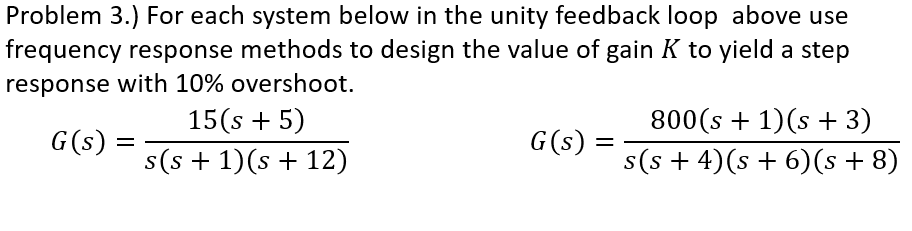 Solved Problem 3.) For each system below in the unity | Chegg.com