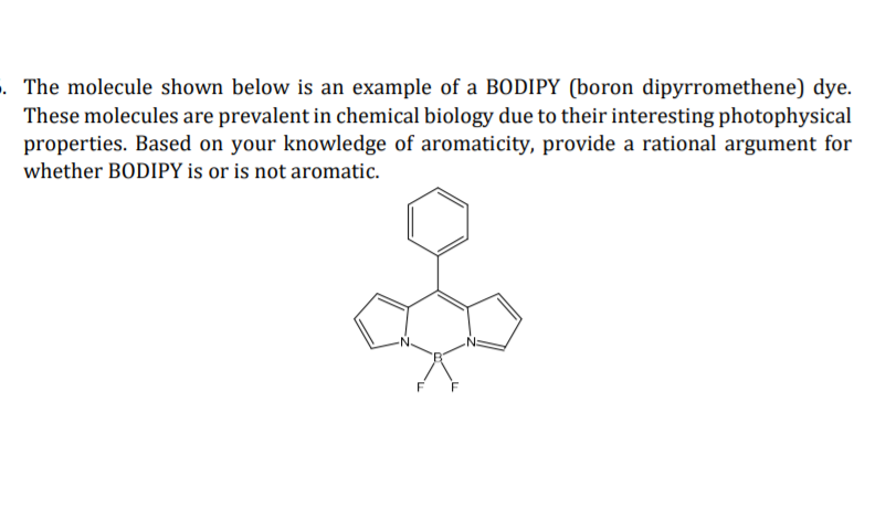 Solved The molecule shown below is an example of a BODIPY | Chegg.com