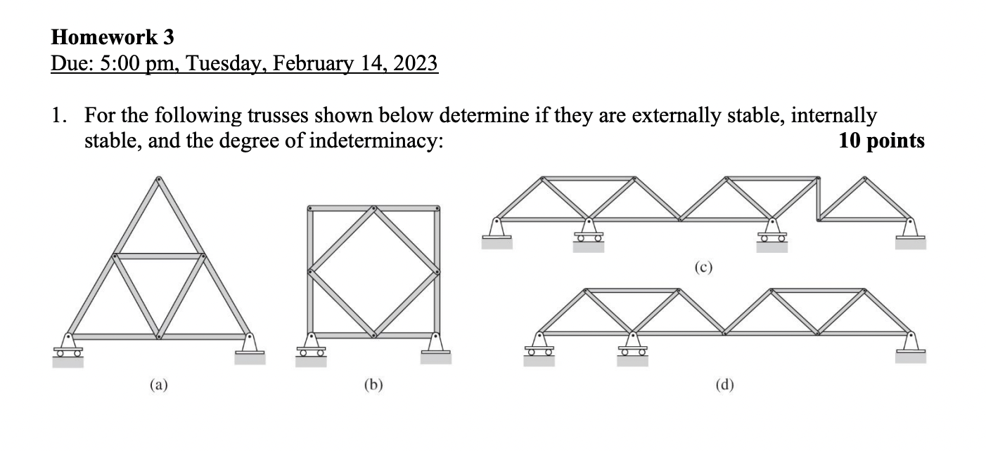 Solved For the following trusses shown below determine if | Chegg.com