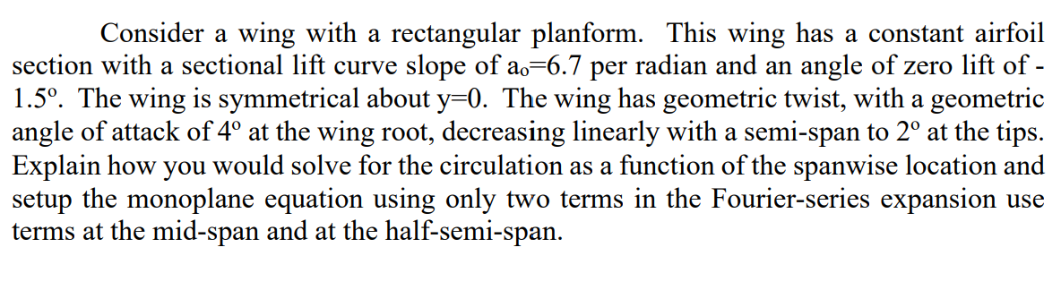 Solved Consider a wing with a rectangular planform. This | Chegg.com