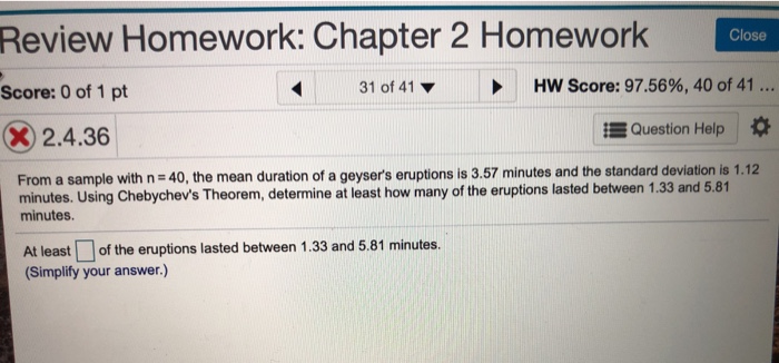 Solved Review Homework: Chapter 2 Homework Close Hw Score: | Chegg.com