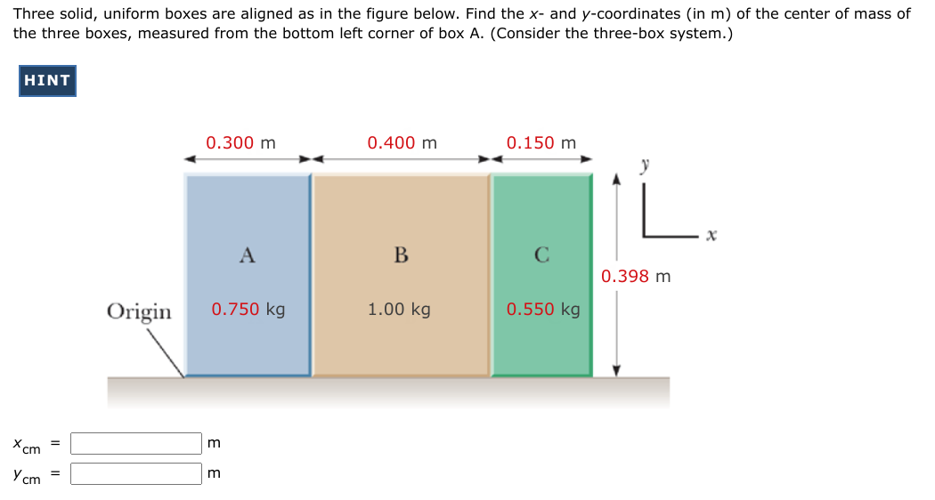 Solved Three solid, uniform boxes are aligned as in the | Chegg.com