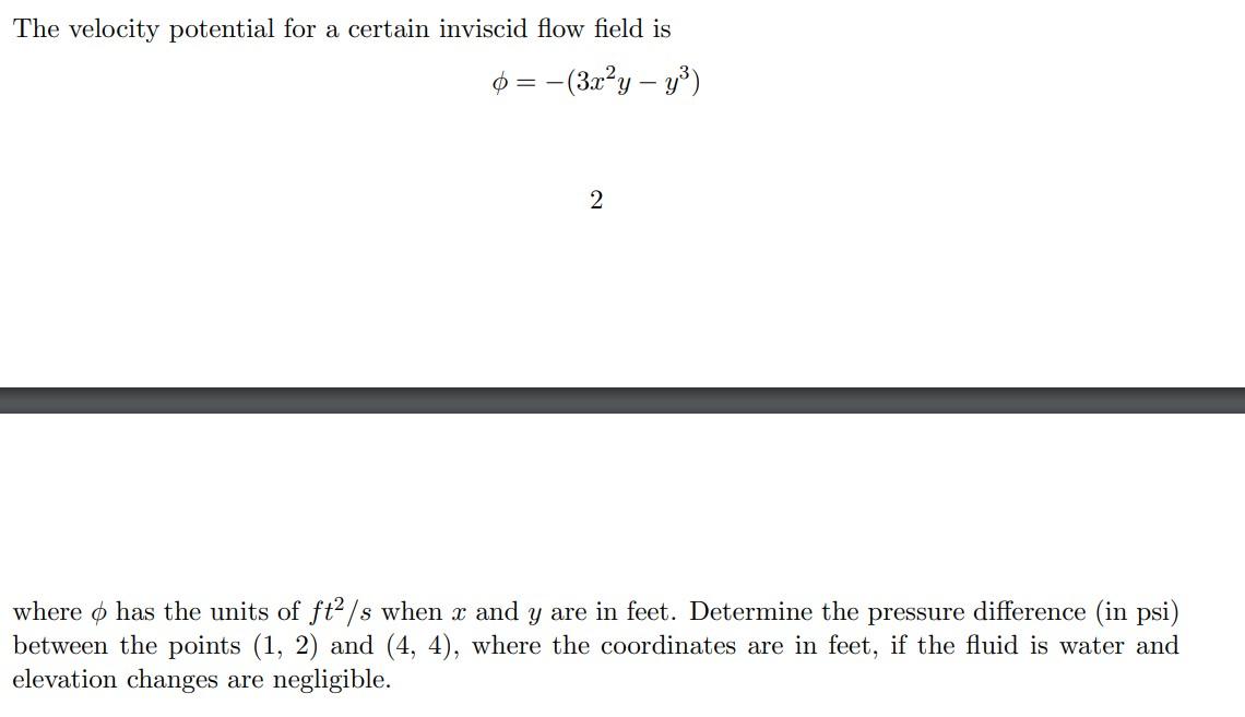 Solved The velocity potential for a certain inviscid flow | Chegg.com