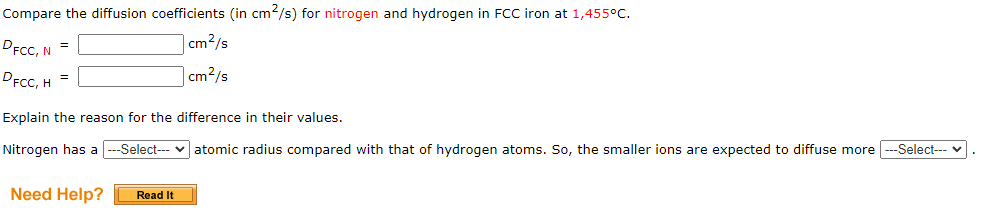 Solved Compare the diffusion coefficients (in cm2/s ) for | Chegg.com