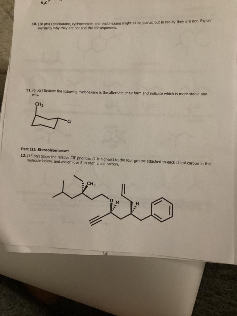 Solved 10. (10 pts) Cyclobutane, cyclopentane, and | Chegg.com