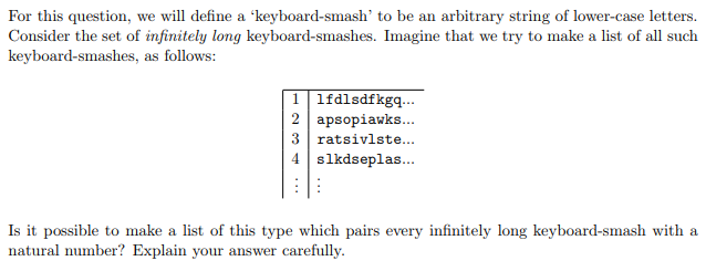 Solved For this question, we will define a 'keyboard-smash' | Chegg.com