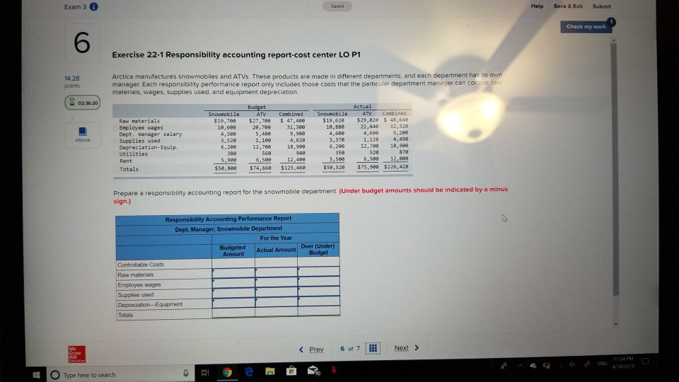 Solved Exam 3 Help Seve & Exit Submit Check my work 6 | Chegg.com