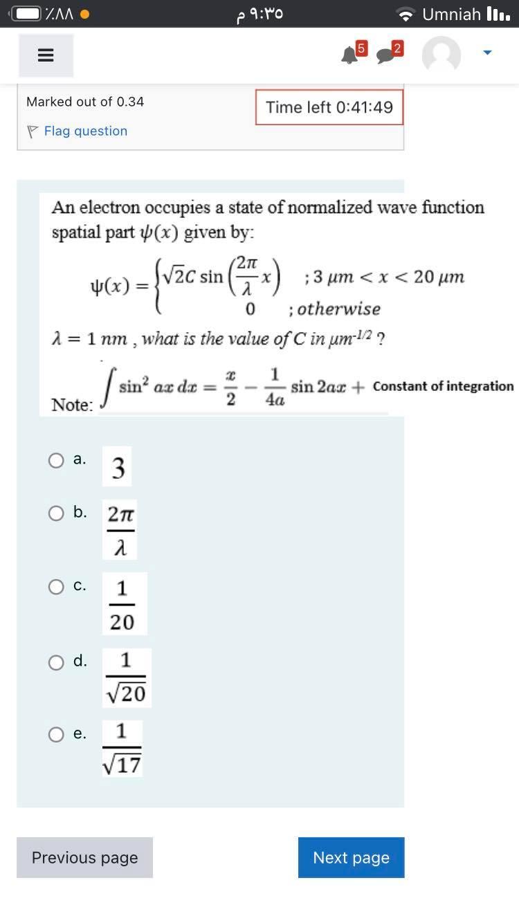 Solved An Electron Occupies A State Of Normalized Wave