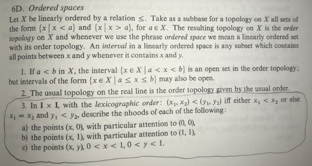 6D. Ordered spaces Let X be linearly ordered by a | Chegg.com