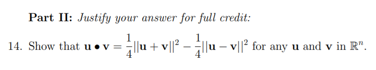 Solved Part II: Justify your answer for full credit: 1 1 14. | Chegg.com