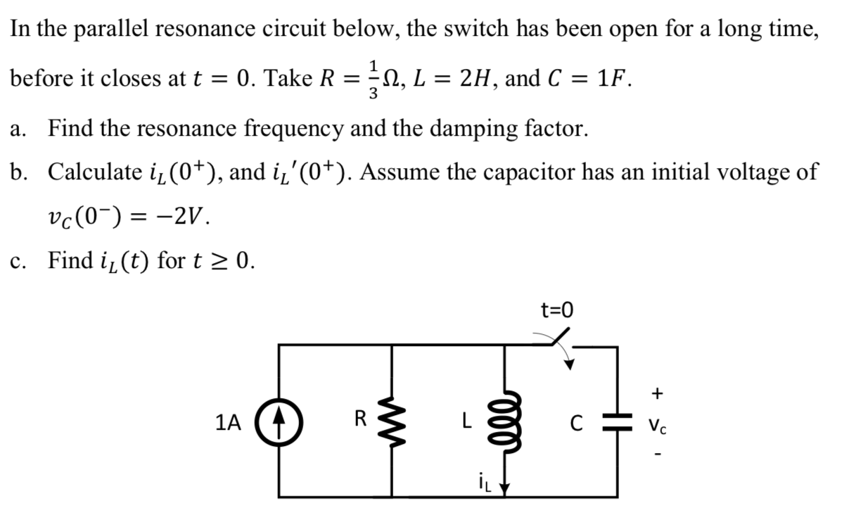 Solved The series RLC network in the figure is in | Chegg.com
