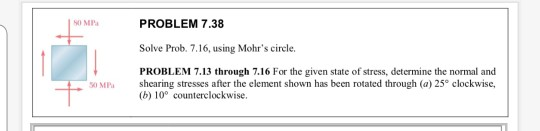 Solved S0 MPa PROBLEM 7.38 Solve Prob. 7.16, using Mohr's | Chegg.com