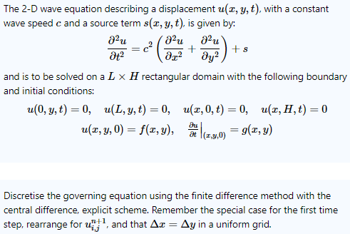 Solved au The 2-D wave equation describing a displacement | Chegg.com