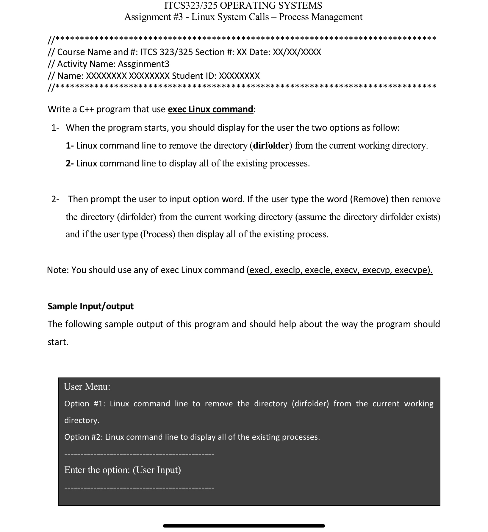 Solved // Course Name and #: ITCS 323/325 Section #: XX | Chegg.com