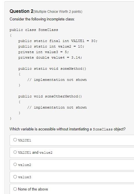 Solved Question 2(Multiple Choice Worth 2 points) Consider | Chegg.com