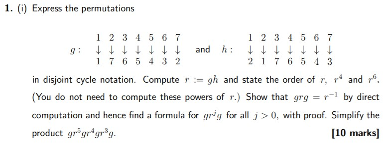 Solved 1. (i) Express the permutations 1 2 3 4 5 67 1 2 3 4 | Chegg.com
