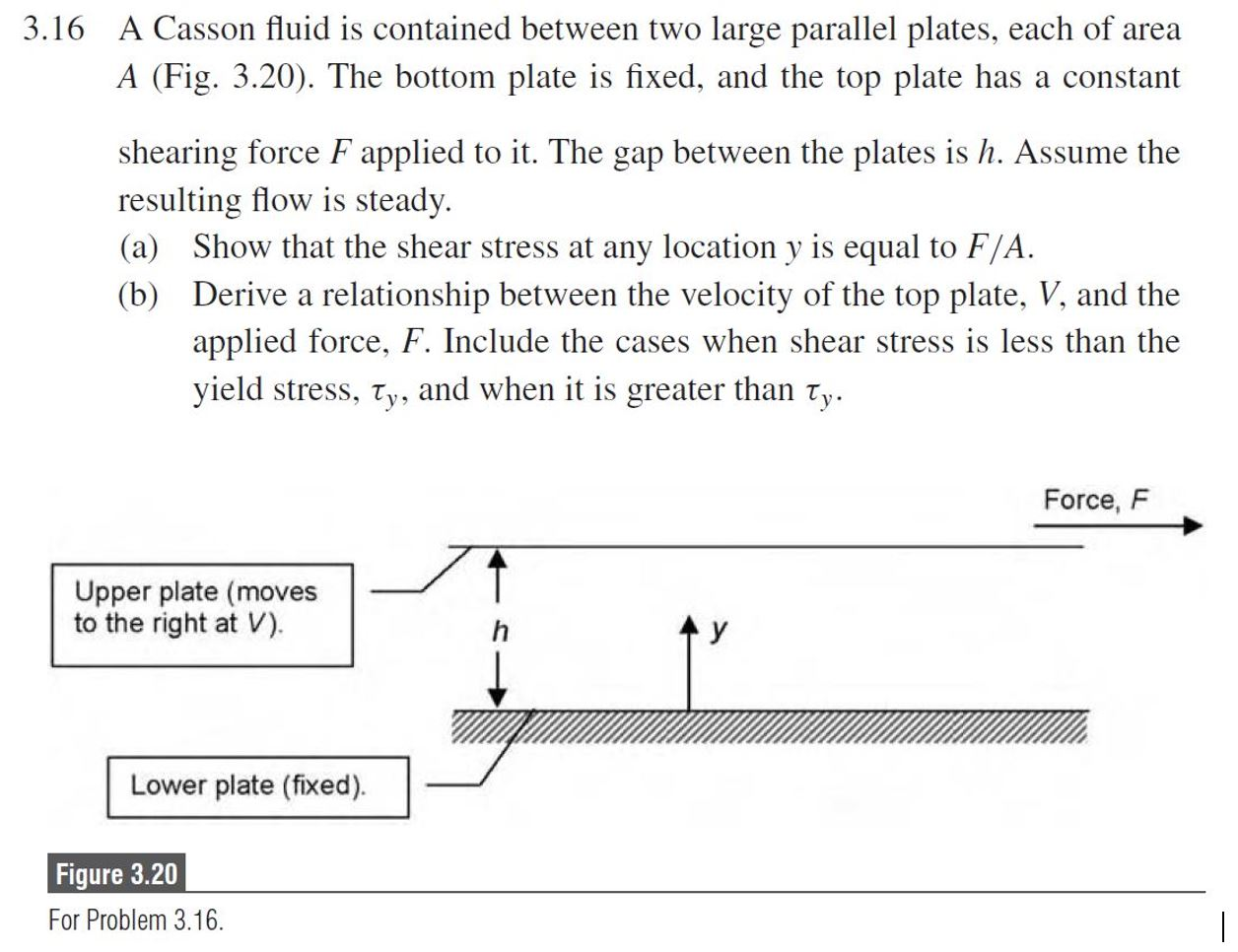 Solved 3.16 A Casson fluid is contained between two large | Chegg.com