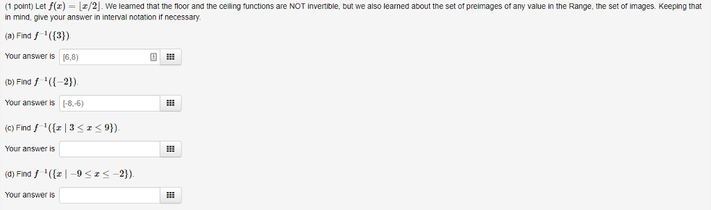 Solved (1 point) Let f() /2. We leamed that the floor and | Chegg.com