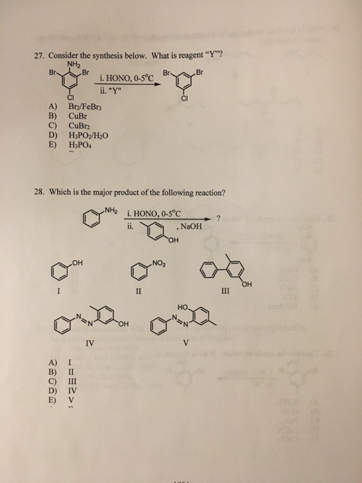 Solved 27. Consider the synthesis below. What is reagent "Y? | Chegg.com