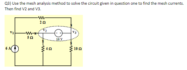 Solved Q3) Use the mesh analysis method to solve the circuit | Chegg.com