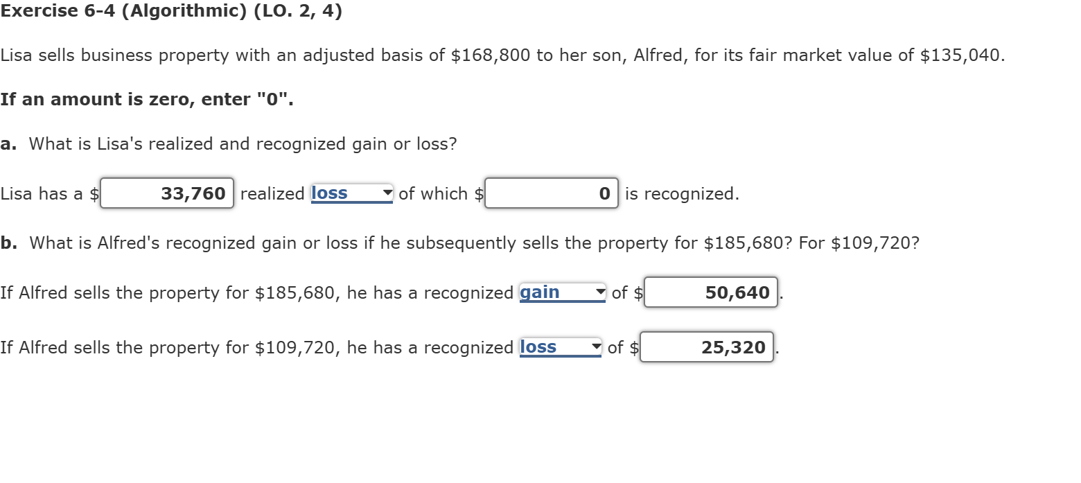 Solved Exercise 6-4 (Algorithmic) (LO. 2, 4)Lisa sells | Chegg.com