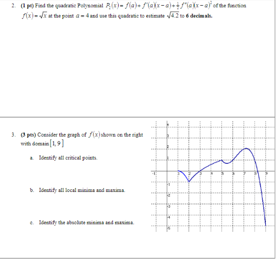 Solved 2. (1 pt) Find the quadratic Polynomial | Chegg.com