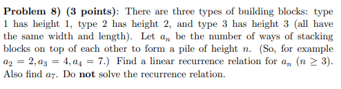 Solved Problem 8) (3 points): There are three types of | Chegg.com