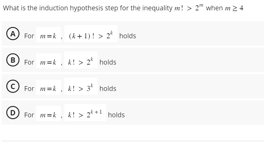 Solved What is the induction hypothesis step for the | Chegg.com