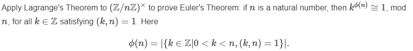 Solved Apply Lagrange's Theorem to (Z/nZ)* to prove Euler's | Chegg.com