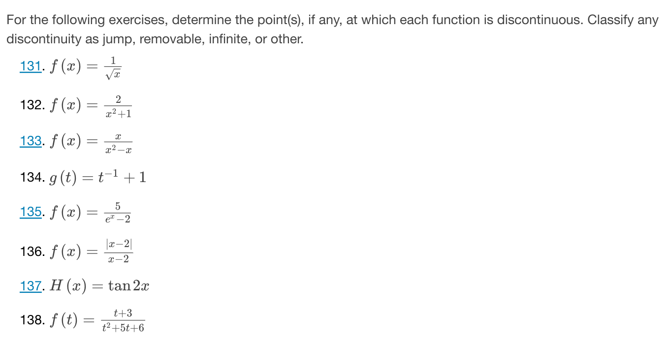 Solved Finding discontinuity for functions. I am having | Chegg.com