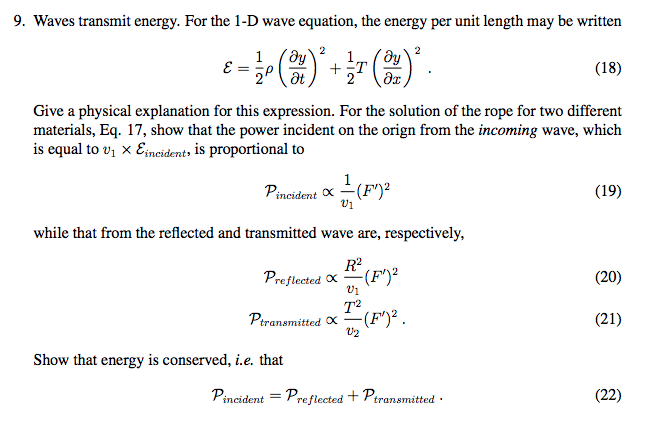 Solved 9. Waves transmit energy. For the 1-D wave equation, | Chegg.com