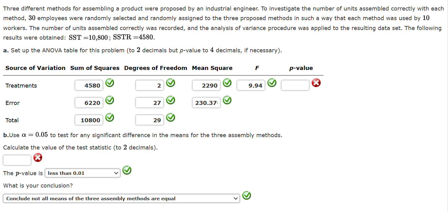 Solved Three different methods for assembling a product were | Chegg.com