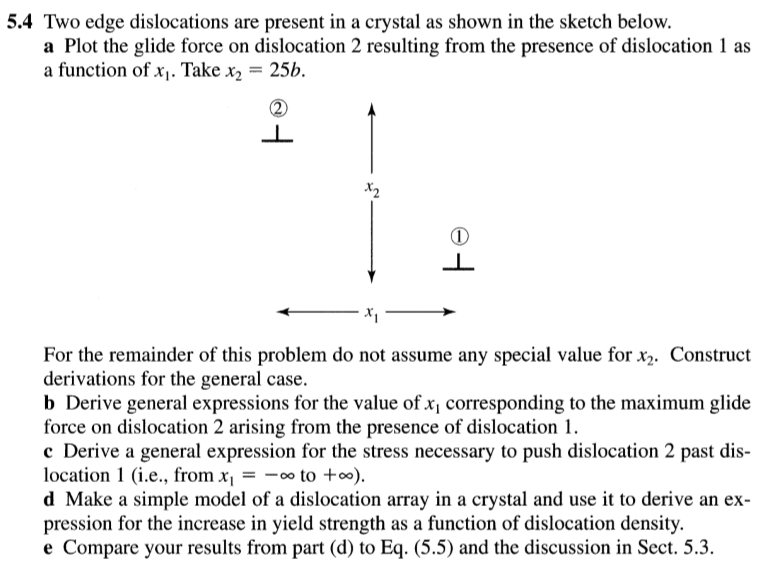 5.4 Two edge dislocations are present in a crystal as | Chegg.com