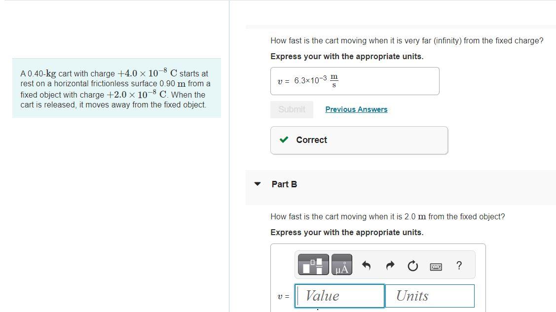 Solved How fast is the cart moving when it is very far | Chegg.com