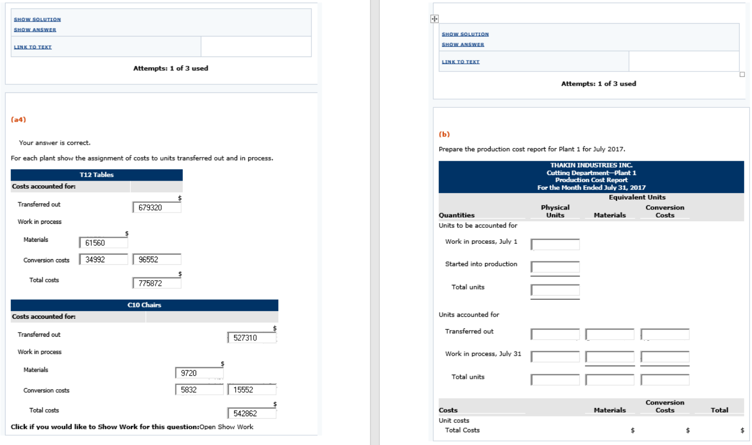 Solved Problem 16-3A (Part Level Submission) Thakin | Chegg.com