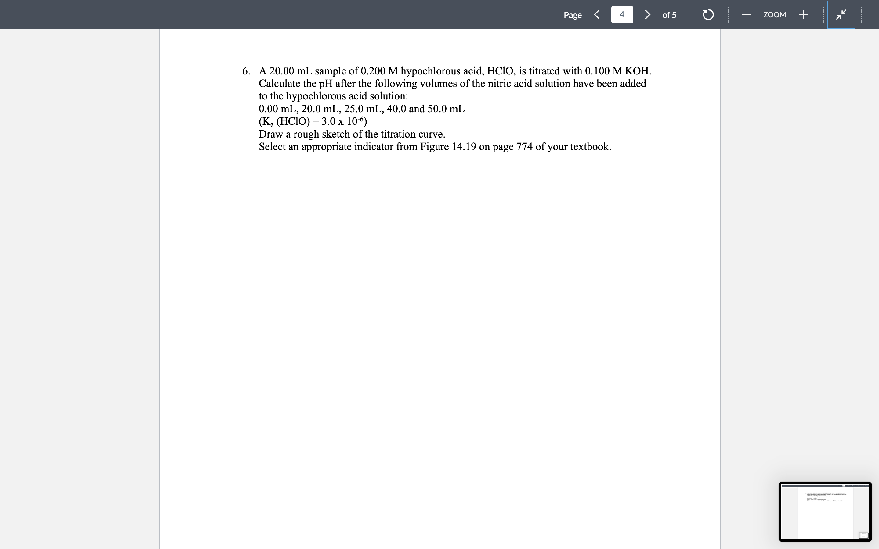 Solved 6. A 20.00 mL sample of 0.200M hypochlorous acid, | Chegg.com