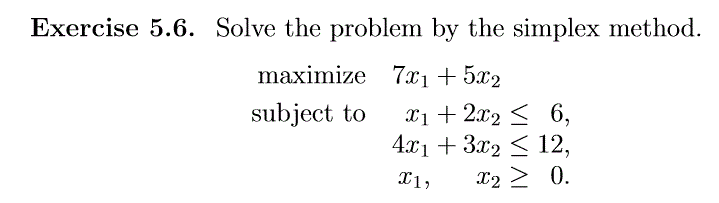 Solved Exercise 5.6. Solve the problem by the simplex method | Chegg.com