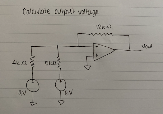 Solved Calculate output voltage 12ka Vout 4K 5k.Rd av 6V | Chegg.com