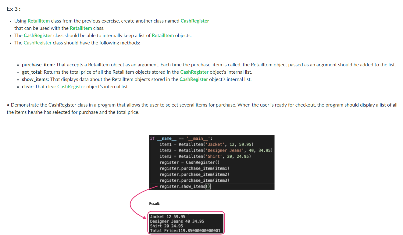 Solved - Write a class named Retailltem that holds data | Chegg.com