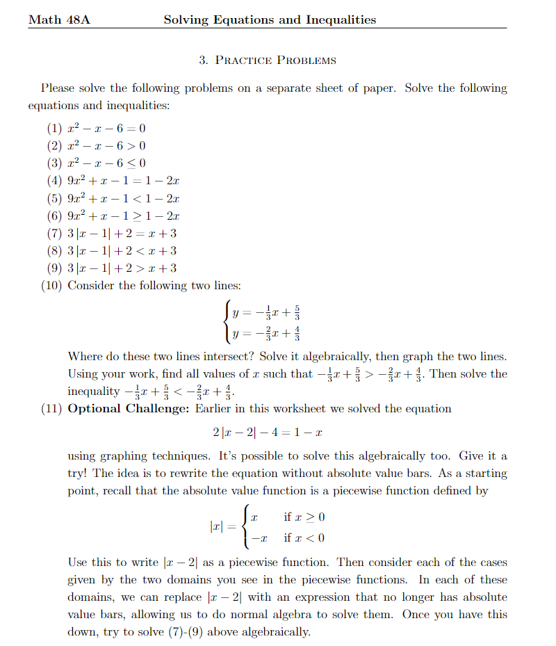 Solved 2∣x−2∣−4=1−x using graphing techniques. It's possible | Chegg.com