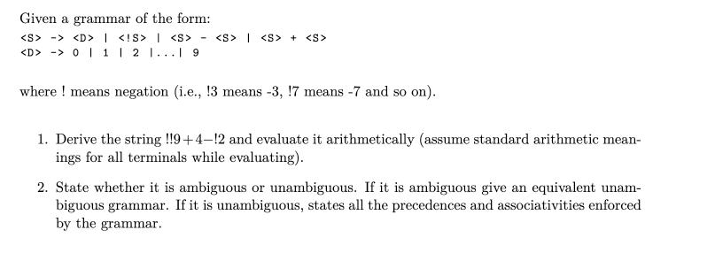 Solved Given a grammar of the form: | Chegg.com