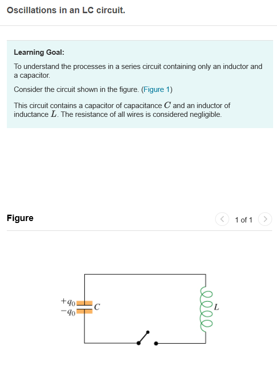 Solved Oscillations in an LC circuit. Learning Goal: To | Chegg.com