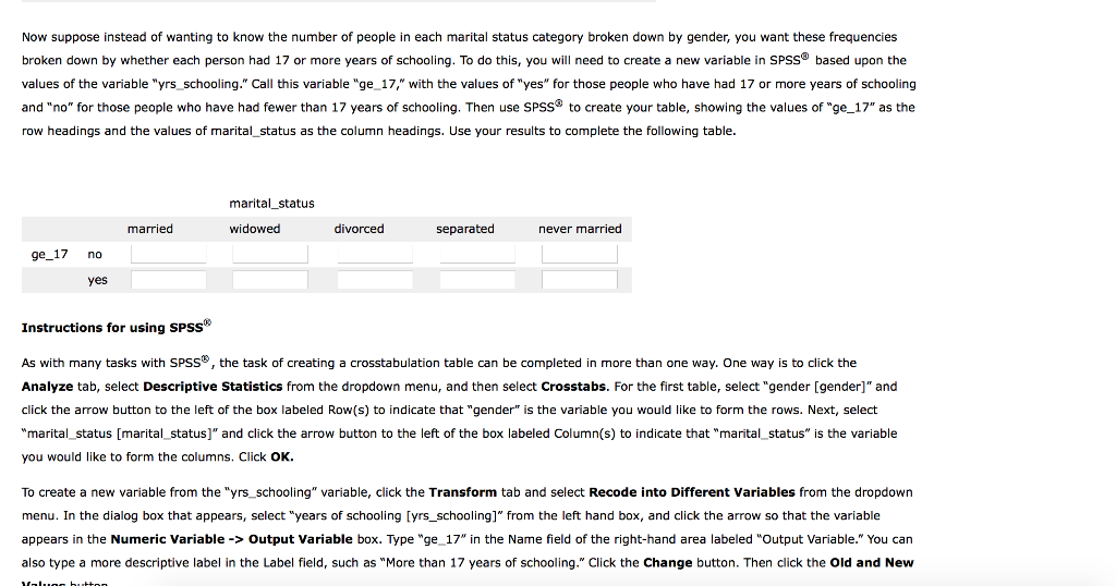 8. Obtaining crosstabulations and recoding data What | Chegg.com