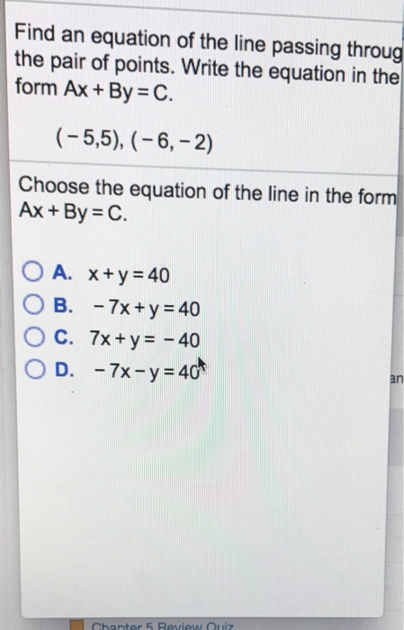 Solved Find An Equation Of The Line Passing Through The Pair