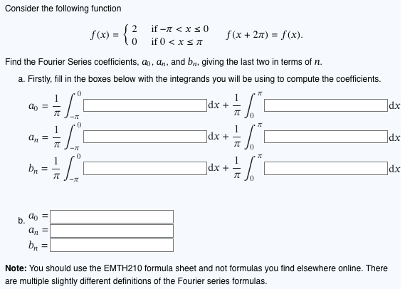Solved Consider the following function f(x)={20 if −π | Chegg.com