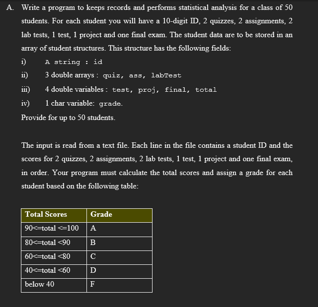Solved A. Write a program to keeps records and performs | Chegg.com