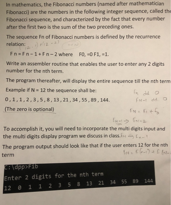 In mathematics, the Fibonacci numbers (named after | Chegg.com