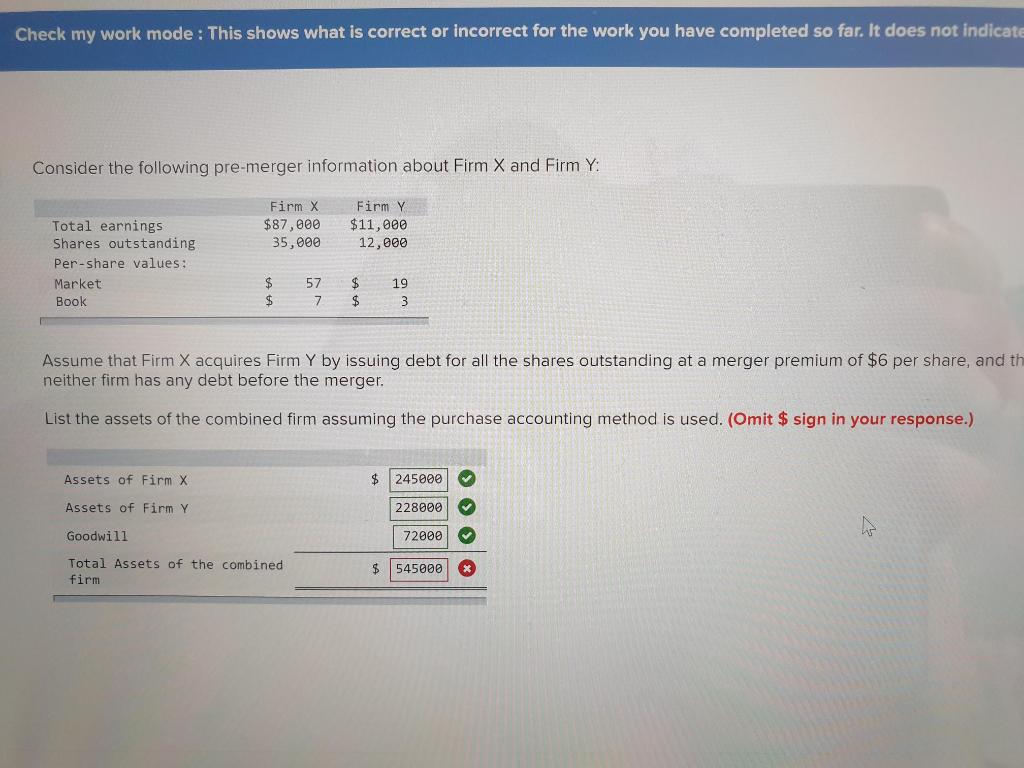 Solved Check my work mode : This shows what is correct or | Chegg.com